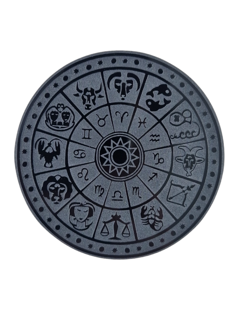 Black Obsidian Zodiac Disk 7 cm