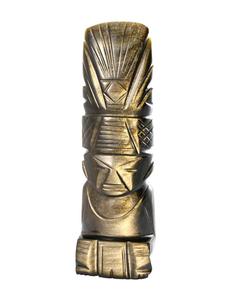 Estatua azteca de obsidiana dorada